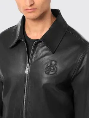 BILLIONAIRE Sheepskin Leather Biker Jacket - Black
