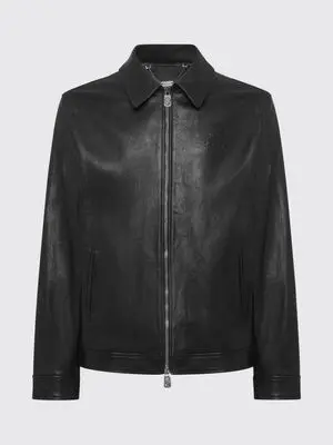 BILLIONAIRE Sheepskin Leather Biker Jacket - Black