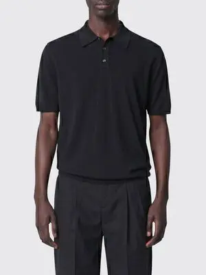 ROBERTO COLLINA Short-sleeved Cotton Polo Shirt With Three-button Placket - Black