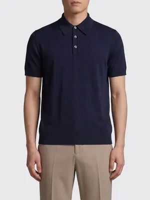 ROBERTO COLLINA Short-sleeved Cotton Polo Shirt With Three-button Placket - Blue