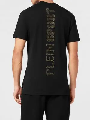 PLEIN SPORT Cotton T-shirt With Rhinestone Logo - Black 1