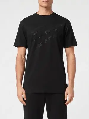 PLEIN SPORT Cotton T-shirt With Rhinestone Logo - Black