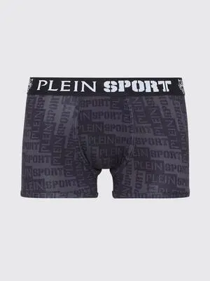 PLEIN SPORT Stretch Cotton Blend Boxer Shorts With Lettering Print Philipp Plein - Black
