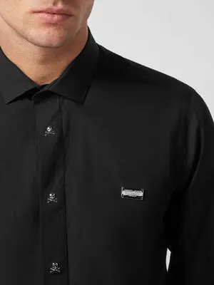 Philipp Plein Classic Cotton Poplin Shirt - Black