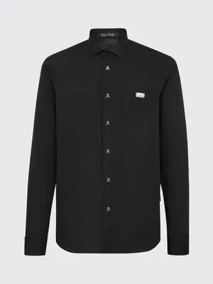 Philipp Plein Classic Cotton Poplin Shirt - Black