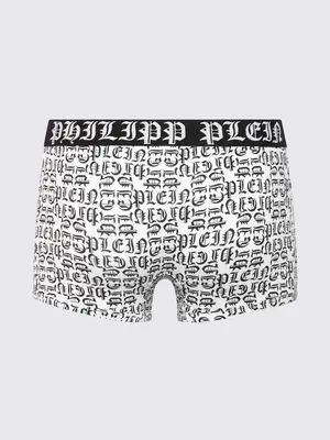 Philipp Plein Stretch Cotton Blend Boxers With Lettering Print