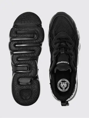 PLEIN SPORT Mesh And Leather Lace-up Low-top Sneakers - Black
