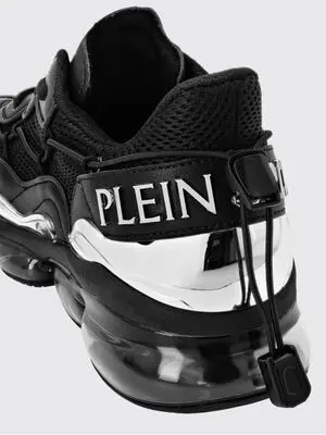 PLEIN SPORT Mesh And Leather Lace-up Low-top Sneakers - Black