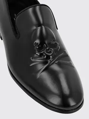 Philipp Plein Leather Loafers With Embossed Skull Detail