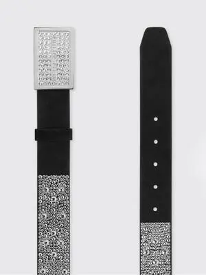 Philipp Plein Embellished Leather Belt - Silver