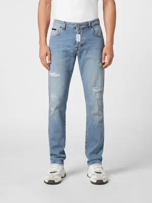 Philipp Plein Distressed Slim Fit Jeans - Denim