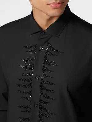 Philipp Plein Cotton Poplin Shirt With Rhinestones