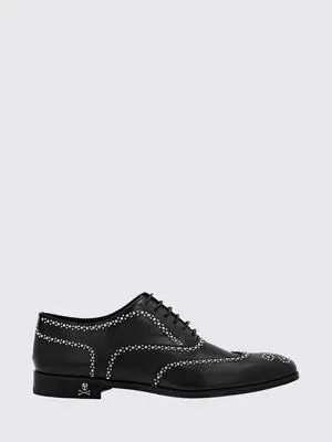 Philipp Plein Leather Derby Shoes With Micro Studs - Black