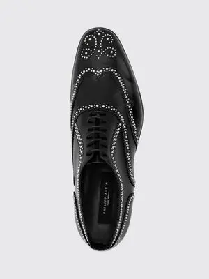 Philipp Plein Leather Derby Shoes With Micro Studs