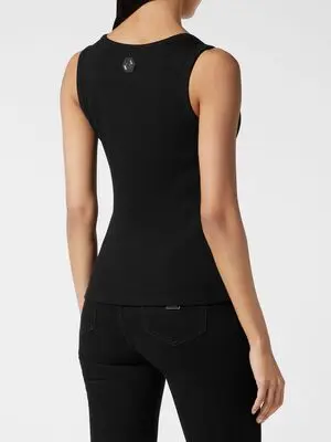 Philipp Plein Sleeveless Cotton Blend Top - Black
