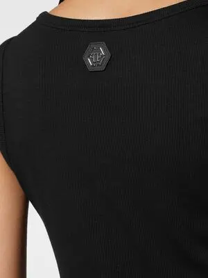 Philipp Plein Sleeveless Cotton Blend Top - Black