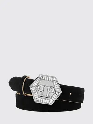 Philipp Plein Embellished Hexagonal Logo Belt - Black