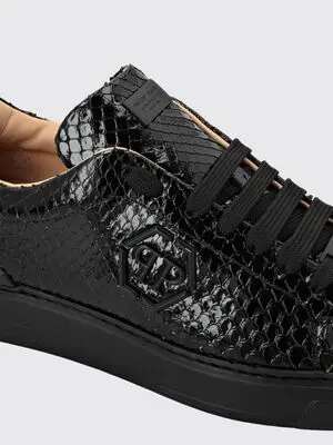 Philipp Plein Python Effect Leather Low Top Sneakers