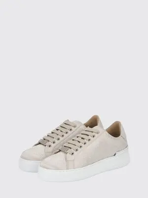 Philipp Plein Satin & Suede Platform Sneakers With Rhinestone Hexagon Logo