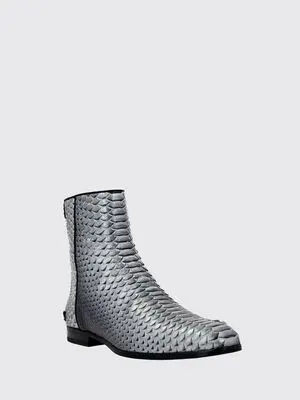 Philipp Plein Python Leather Ankle Boots - Silver