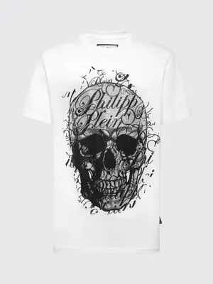 Philipp Plein Skull Cotton T-shirt With Rhinestone Logo - White