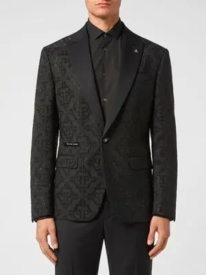 Philipp Plein Embellished Logo Blazer - Black