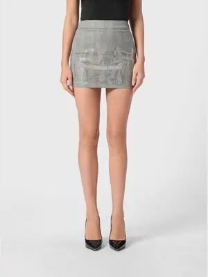 Philipp Plein Rhinestone Viscose Blend Mini Skirt
