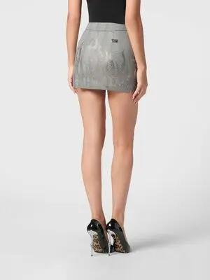 Philipp Plein Rhinestone Viscose Blend Mini Skirt