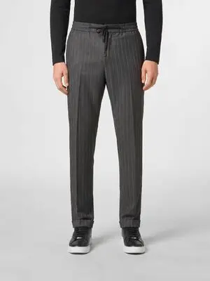 Philipp Plein Slim Fit Pinstriped Drawstring Trousers - Grey
