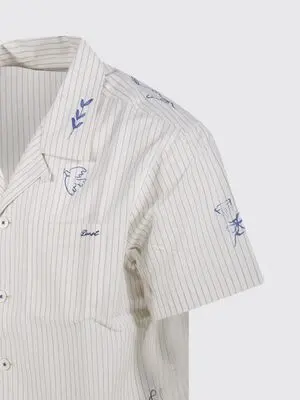 DUNST Printed Casual Cotton Blend Shirt - White