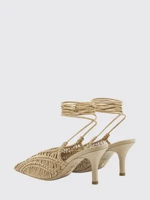 Patrizia Pepe Woven Slingback Stiletto Pumps - Beige