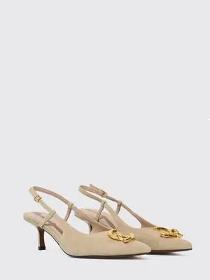COCCINELLE Slingback Pumps With Gold Tone Detail - Beige