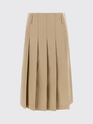 A.p.c. Pleated Cotton Midi Skirt - Beige