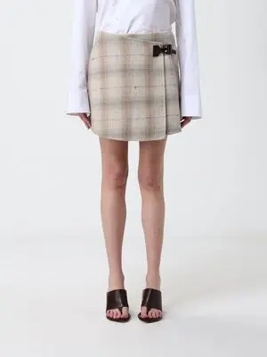 Loewe Check Wool And Cashmere Mini Skirt - Beige