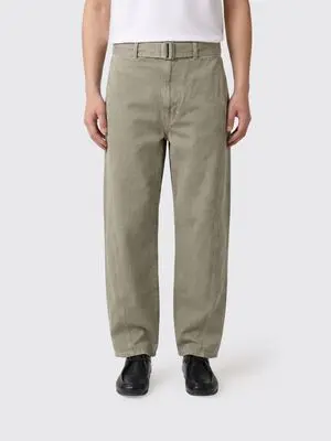 LEMAIRE Wide Leg Cotton Trousers With Adjustable Waist Belt - Grey