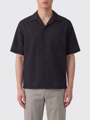 HEVO Bowling Shirt In A Modal Blend With A Cuban Collar And Patch Pocket - Black