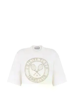 Philipp Plein Embellished Cropped T-shirt - Neutrals