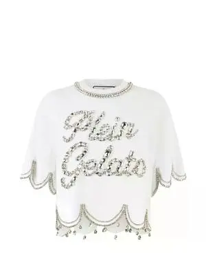 Philipp Plein Crystal Waves Cropped T-shirt