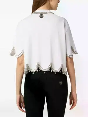 Philipp Plein Crystal Waves Cropped T-shirt