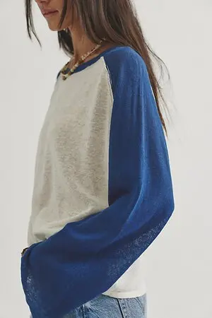 Free People We The Free Go Team Fine Gauge Sweater - Poseiden Combo