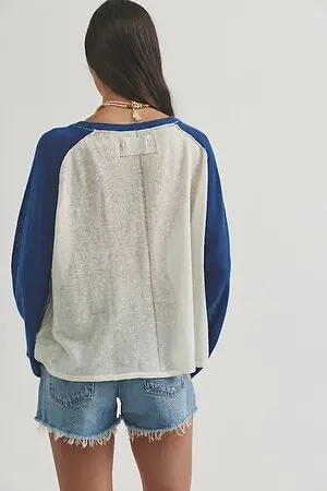 Free People We The Free Go Team Fine Gauge Sweater - Poseiden Combo