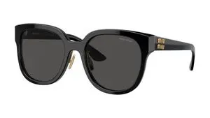 Miu Miu Logo Detail Irregular Sunglasses - Black