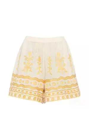 ERES Embroidered Linen Shorts - Neutrals