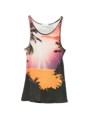 Rabanne Graphic Print Ribbed Tank Top