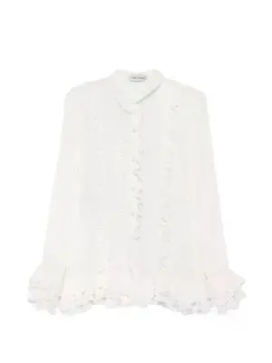 Alberta Ferretti Ruffled Silk-blend Blouse