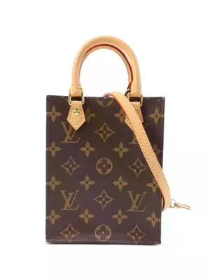 LOUIS VUITTON Petit Sac Plat Monogram Tote Bag - Brown