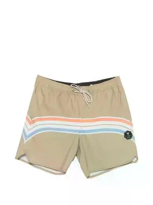 VISSLA Latitude Stripe Drawstring Swim Shorts - Neutrals