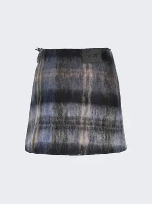 Loewe Mohair And Wool Checkered Wrap Skirt With Leather Belt