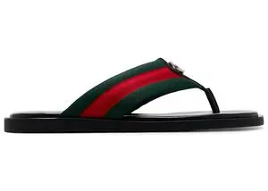 Gucci Interlocking G Thong Sandal - Black/green/red