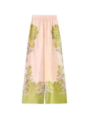 La DoubleJ Floral-print Silk Palazzo Trousers